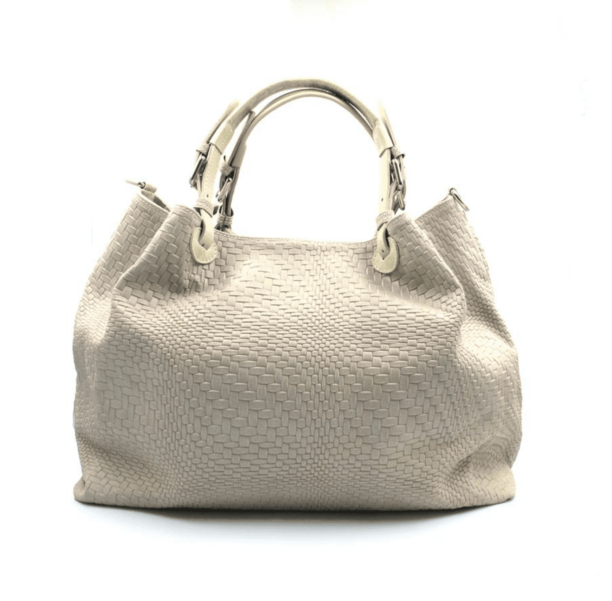 Buy Cream Leather Large Handbag | Woven Braided Pattern | Purpleboho